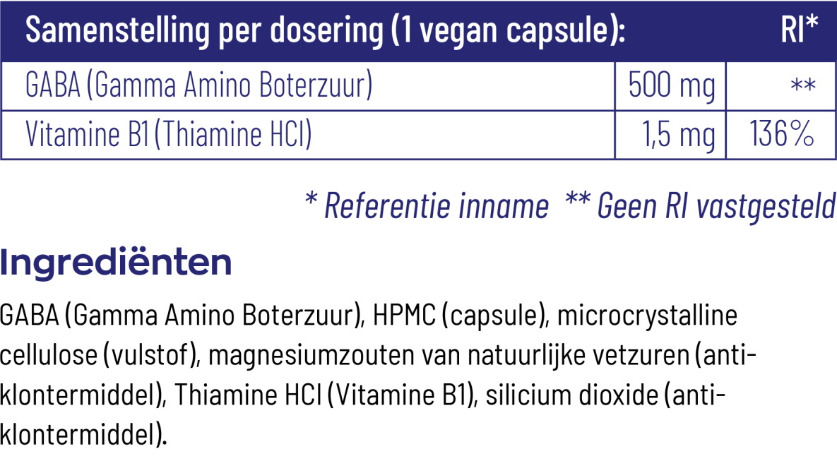GABA Capsules - 500 mg zuiver GABA - Vitakruid.nl - Vitakruid.nl
